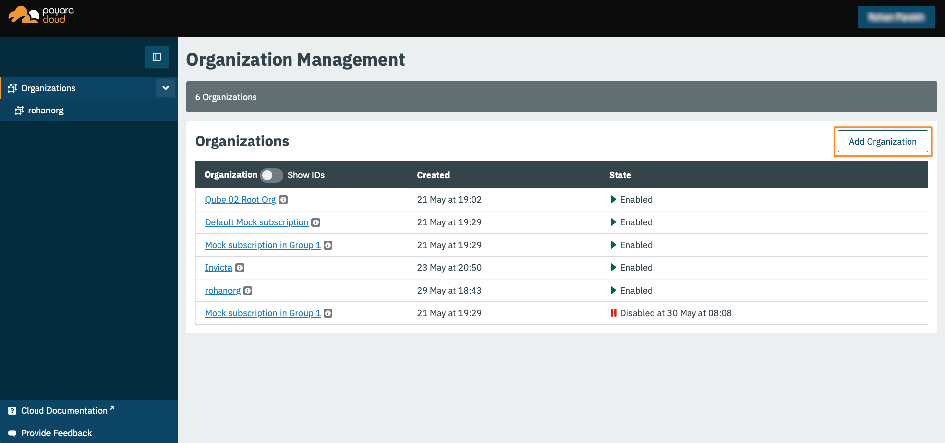 Organisation Mangement :: Payara Qube Documentation